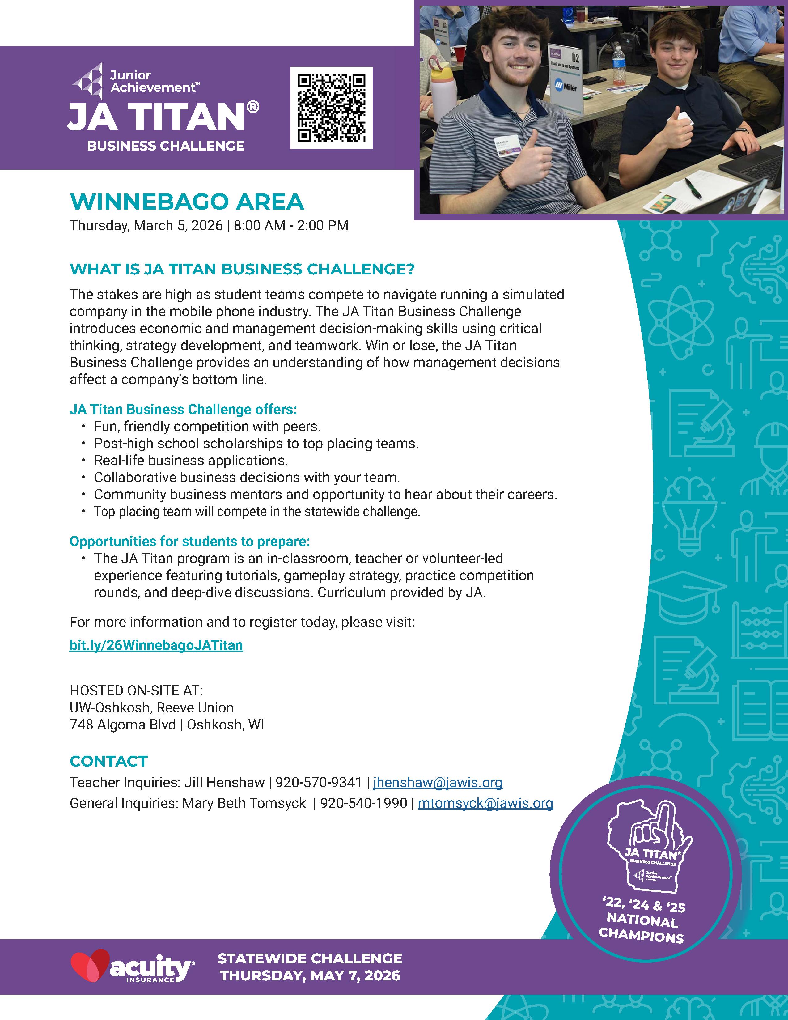 2026 JA Titan Business Challenge | Winnebago Area | UW-Oshkosh